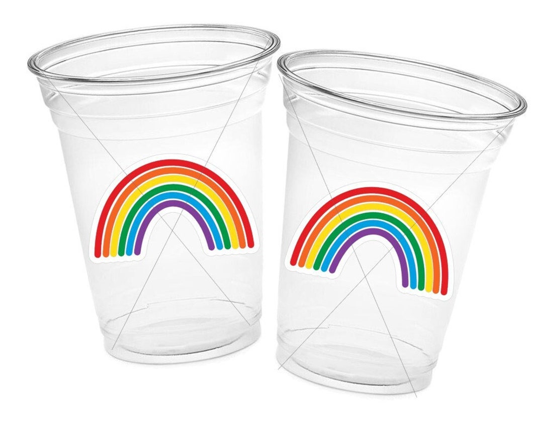 RAINBOW PARTY CUPS - Rainbow Cups Rainbow Decorations Rainbow Birthday ...