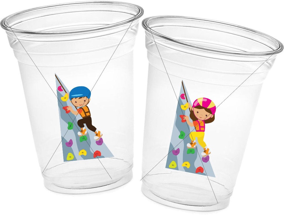 ROCK CLIMBING PARTY Cups -rock Climbing Birthday Cups Rock Climber Cups ...