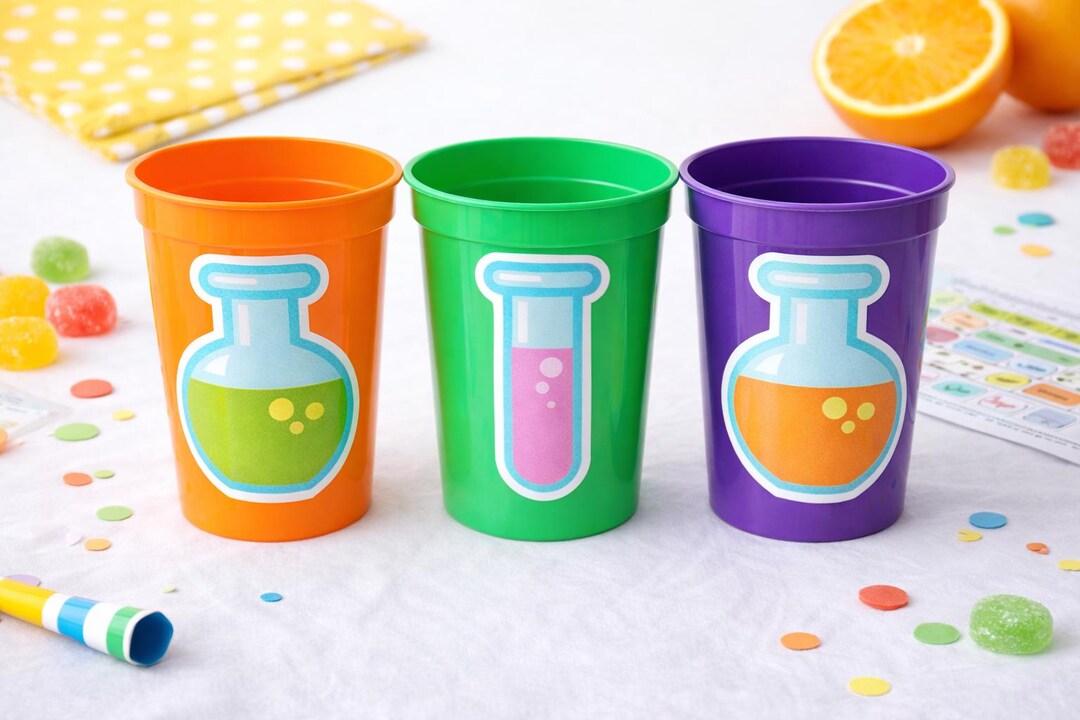SCIENCE PARTY CUPS Science Party Favors Science Birthday Scientist ...