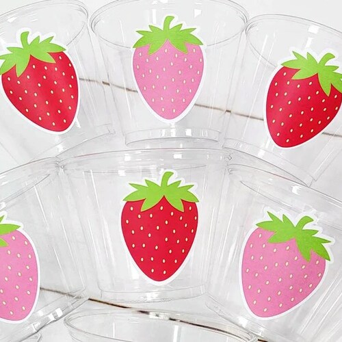 STRAWBERRY PARTY CUPS Strawberry Birthday Cups Strawberry - Etsy