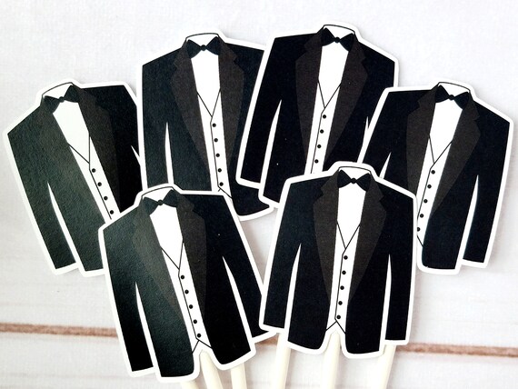 Tuxedo Cupcake Toppers, Wedding Cupcake Toppers, Rehearsal Dinner ...