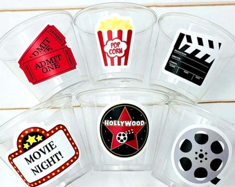 Popcorn Party Cups, Movie Party Cups, Popcorn Birthday Party Cups ...