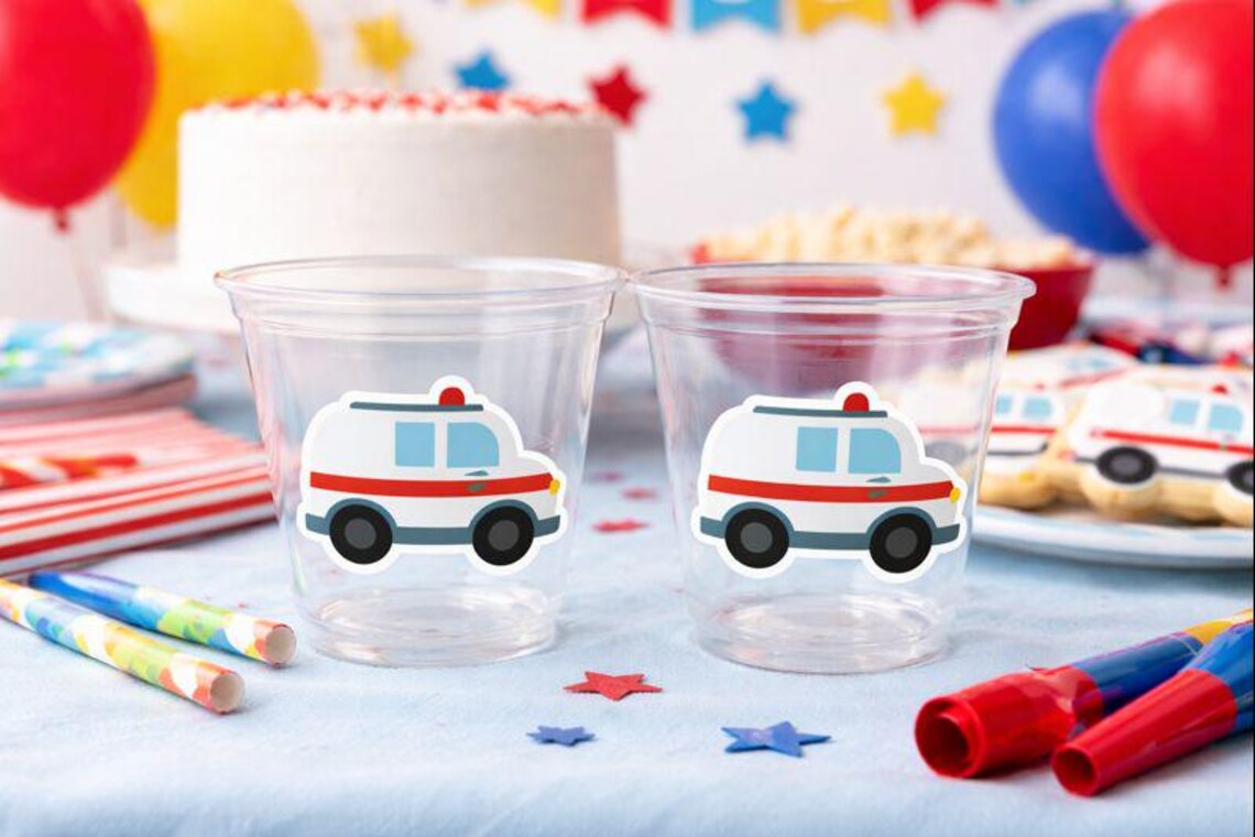 AMBULANCE PARTY CUPS - Emergency Vehicles Birthday Party Decorations ...
