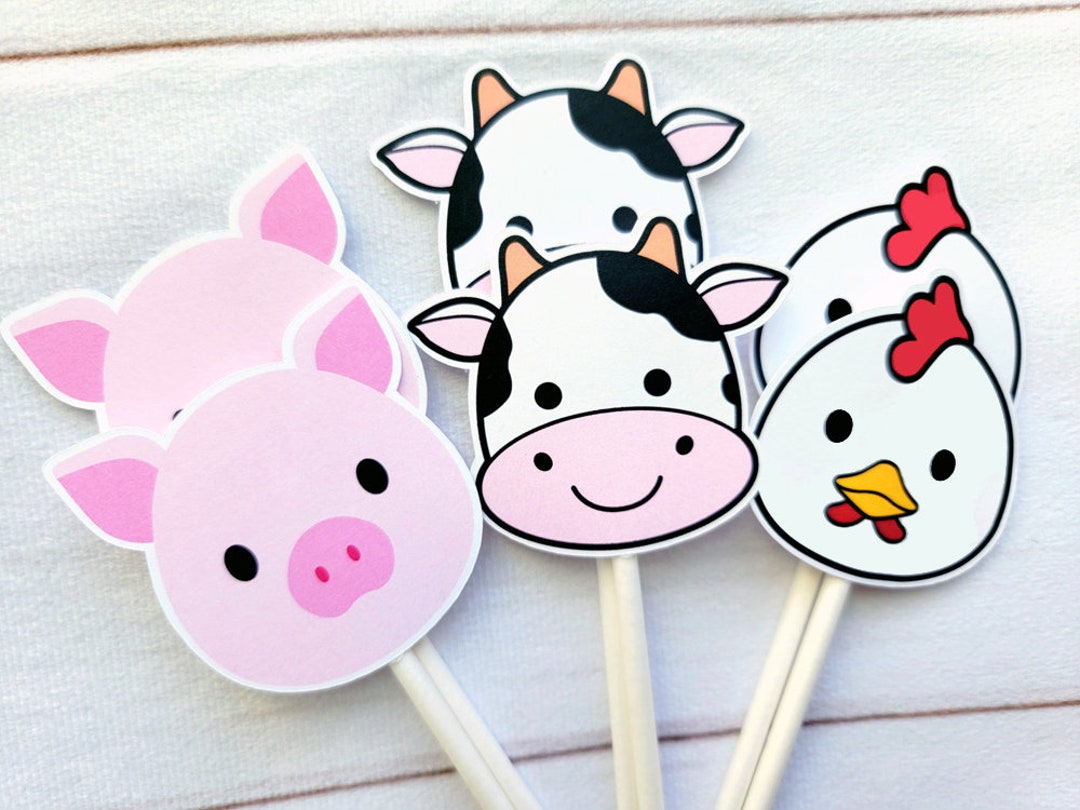 Farm Animal Cupcake Toppers, Farm Birthday Cupcake Toppers, Animal ...