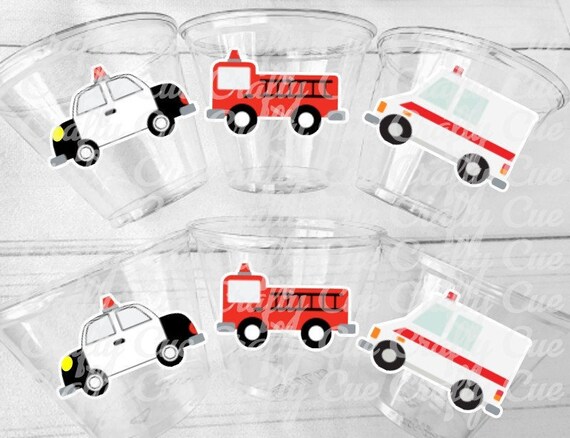 EMERGENCY VEHICLES PARTY Cups - Emergency Vehicles Birthday Party ...
