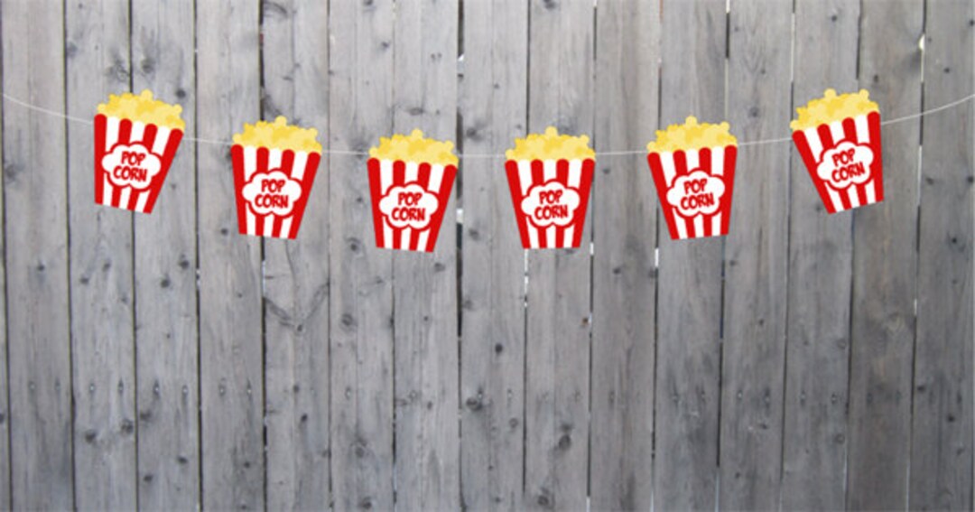 Movie Party Garland, Movie Party Banner, Popcorn Banner, Popcorn ...