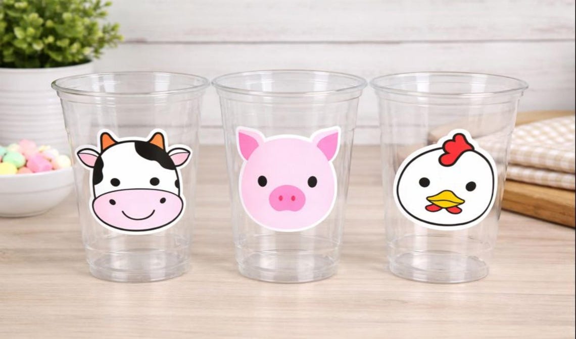 FARM PARTY Cups - Farm Cups Farm Animal Cups Farm First Birthday Farm ...