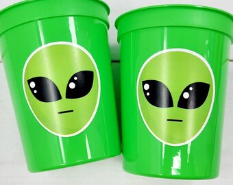 ALIEN PARTY CUPS alien Cups Alien Birthday Alien Party Alien - Etsy