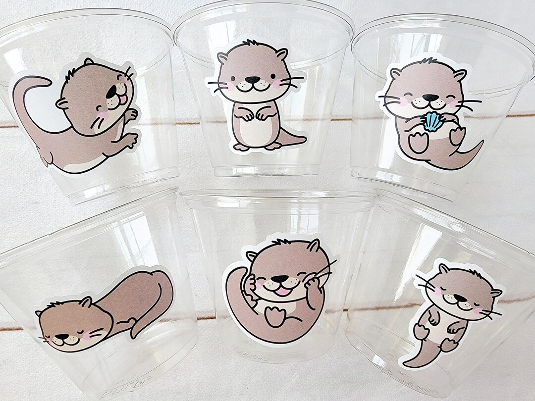 OTTER PARTY CUPS Otter Birthday Party Favors Otter Cups Otter Baby ...