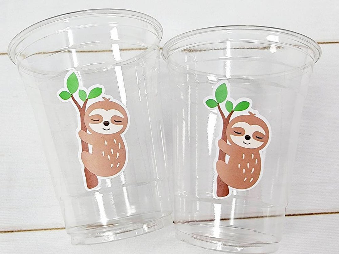 SLOTH PARTY CUPS - Sloth Cups Sloth Birthday Cups Sloth Baby Shower ...