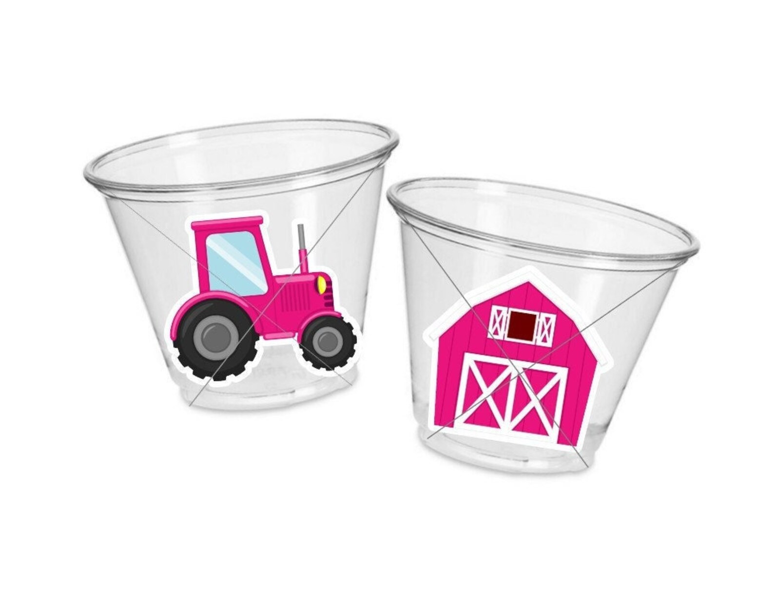 GIRL FARM PARTY Cups Tractor Party Cups Farm Barn Cups Farm | Etsy