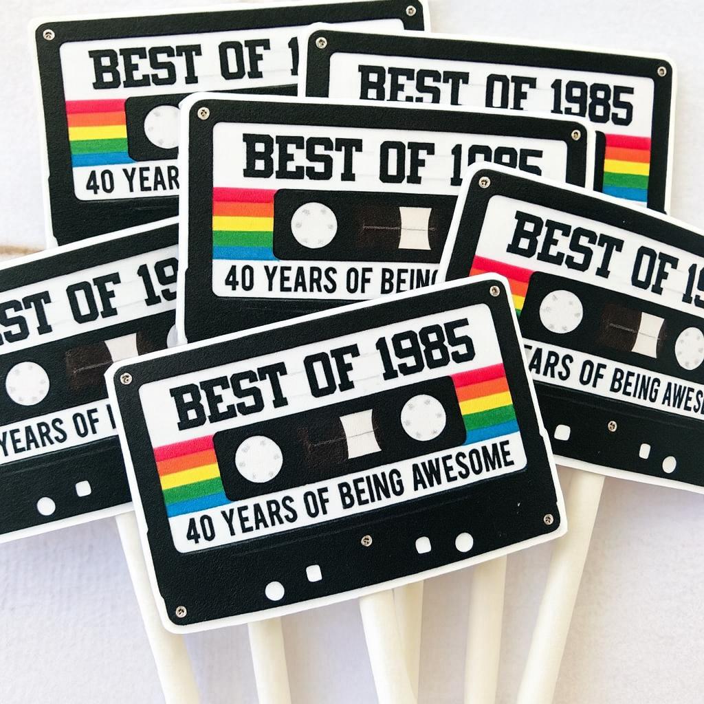 Cassette Tape Cupcake Toppers 40th Party Cupcake Toppers Best of 1985 ...