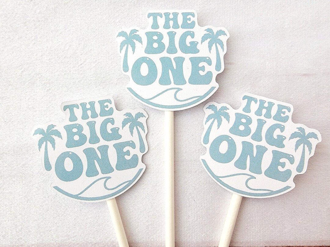 Surf Birthday Cupcake Toppers, the Big One Cupcake Toppers, 1st ...