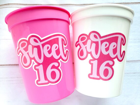 SWEET 16 PARTY Cups - Reuseable Sweet Sixteen Party Cups Sweet 16 Party ...