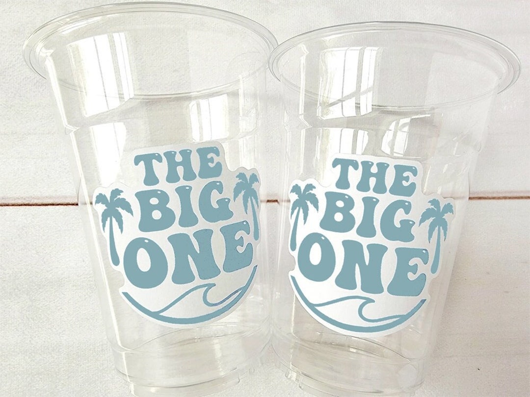 Surf Birthday Cups, the Big One Cups, 1st Birthday Party Cups, Surf ...