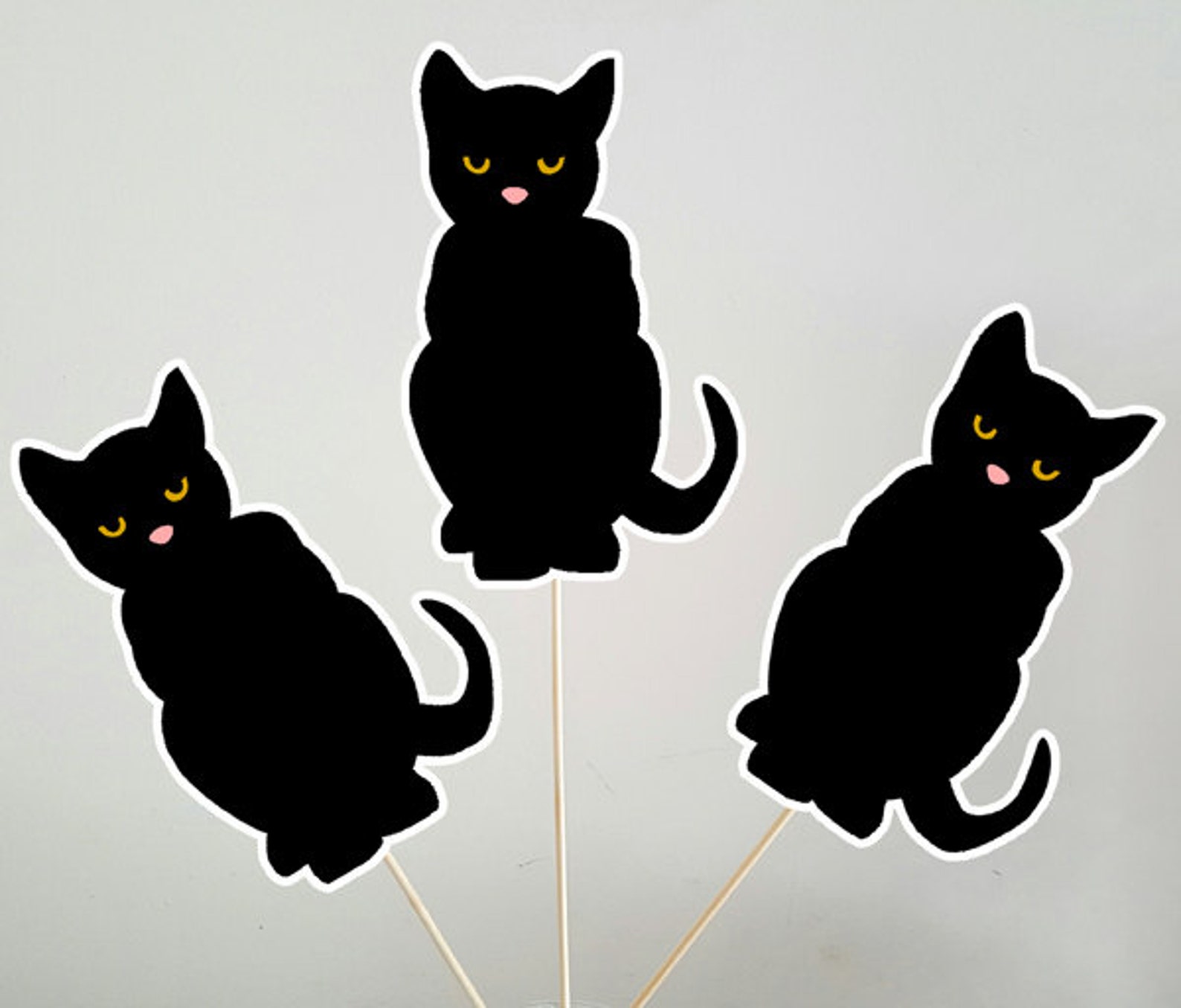 Black Cat Cupcake Toppers Halloween Cupcake Toppers 9320951A - Etsy