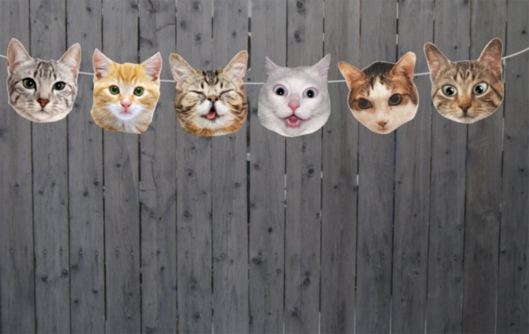 Cat Faces Garland, Cat Banner, Cat Birthday Party, Cat Party ...