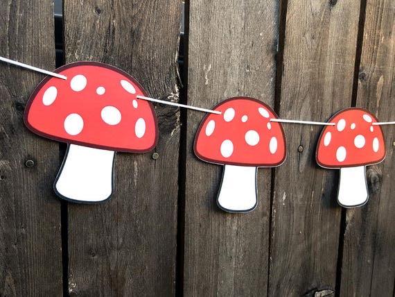 Mushroom Garland, Mushroom Banner, Woodland Banner, Woodland Garland ...