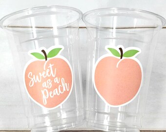 PEACH PARTY CUPS Peach Birthday Party Peach First Birthday - Etsy