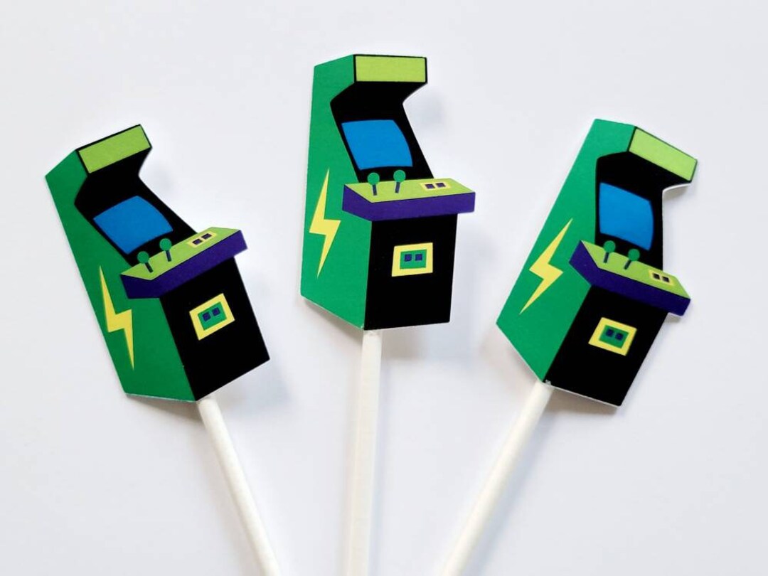 Arcade Cupcake Toppers, Arcade Game Cupcake Toppers, Video Game Cupcake ...