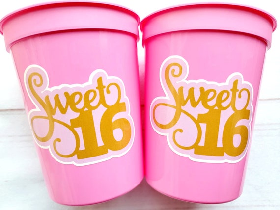 SWEET 16 PARTY Cups - Reuseable Sweet Sixteen Party Cups Sweet 16 Party ...
