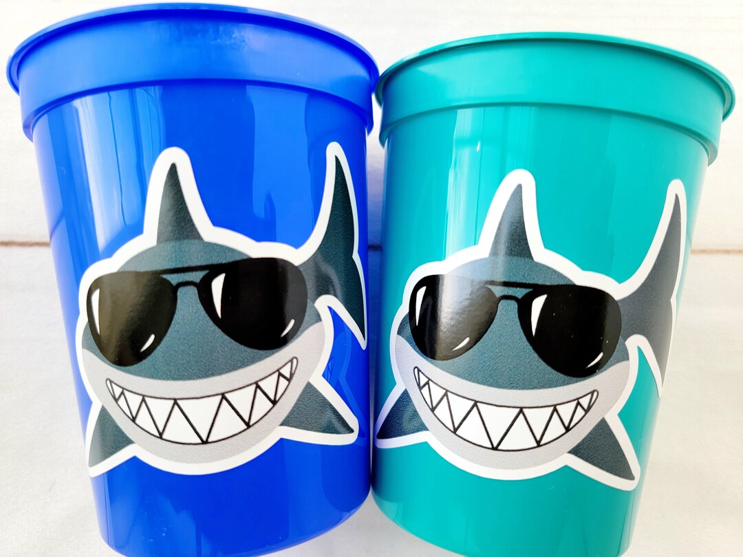 SHARK PARTY CUPS - Shark Treat Cups Shark Birthday Cups Shark Birthday ...