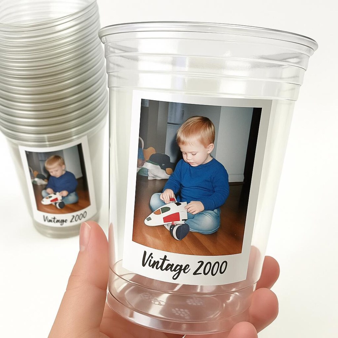 Custom Photo Cups 16oz, Personalized Plastic Party Cups Text & Picture ...