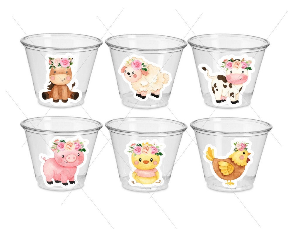 GIRL FARM PARTY Cups Girl Farm Cups Farm Animal Cups Farm - Etsy