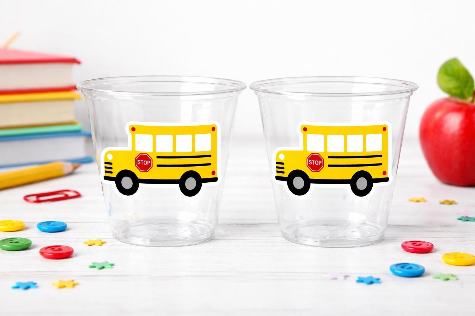 School Bus Party Cups - School Cups School Bus Birthday School Bus ...