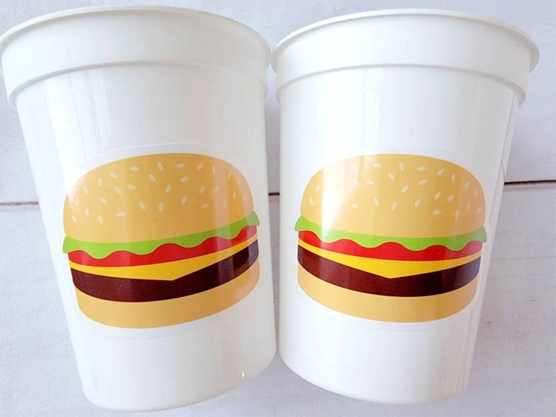 HAMBURGER PARTY Cups - Hamburger Birthday Party Hamburger Party ...