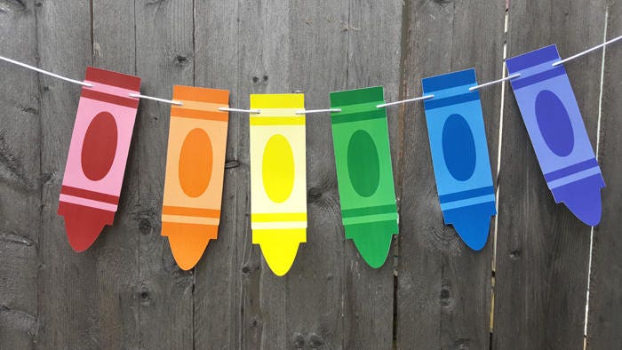 Crayon Banner Crayon Garland Crayon Birthday Party Crayon | Etsy