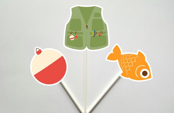 Fishing Cupcake Toppers (112516104P) by CraftyCue.com | Catch My Party
