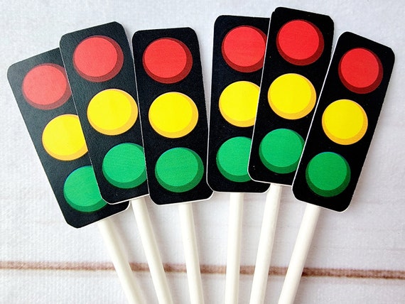 Traffic Light Cupcake Toppers by CraftyCue.com | Catch My Party