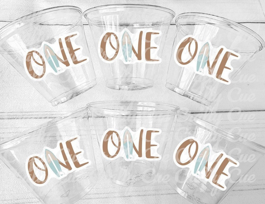Surf Birthday Cups, the Big One Cups, 1st Birthday Party Cups, Surf ...