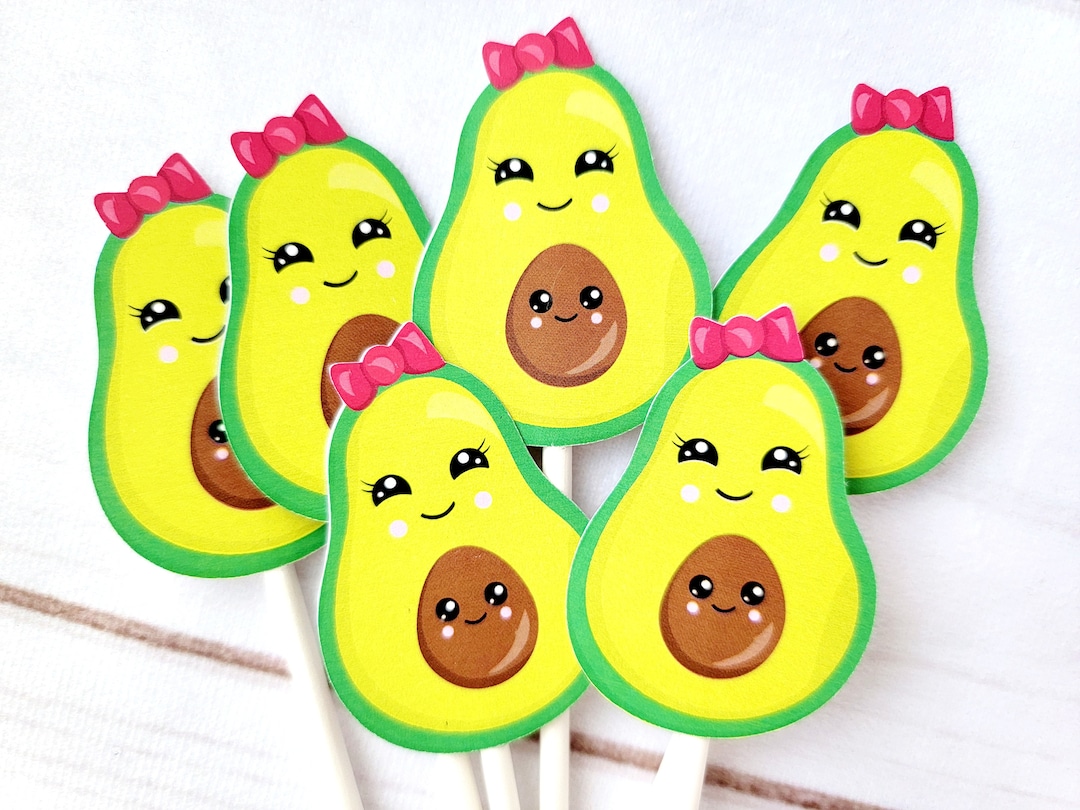 Avocado Girl Cupcake Toppers, Avocado Birthday, Avocado Decorations ...