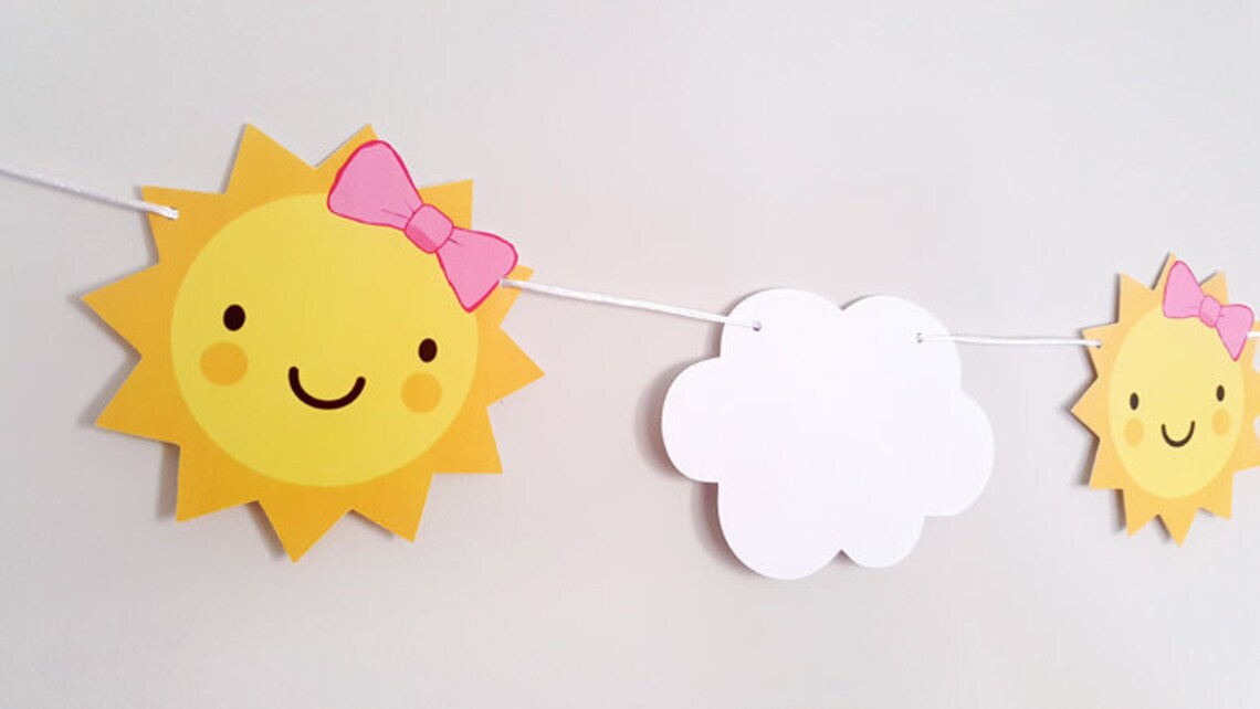 Sun Banner Sun Garland Little Sunshine Sun and Clouds | Etsy