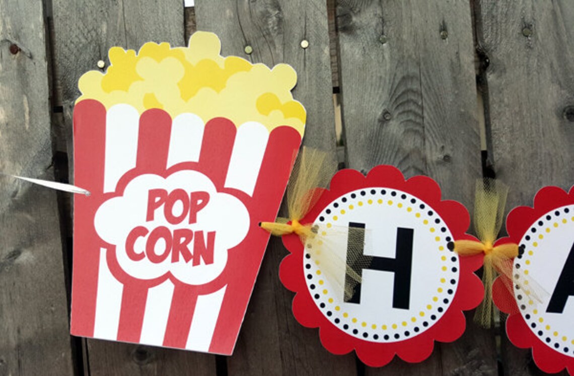 Movie Party Garland Movie Party Banner Popcorn Banner - Etsy