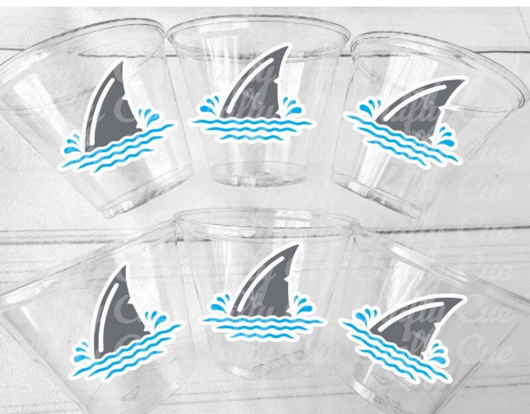 SHARK FIN PARTY Cups Shark Fin Cups Shark Birthday Cups Shark Birthday ...