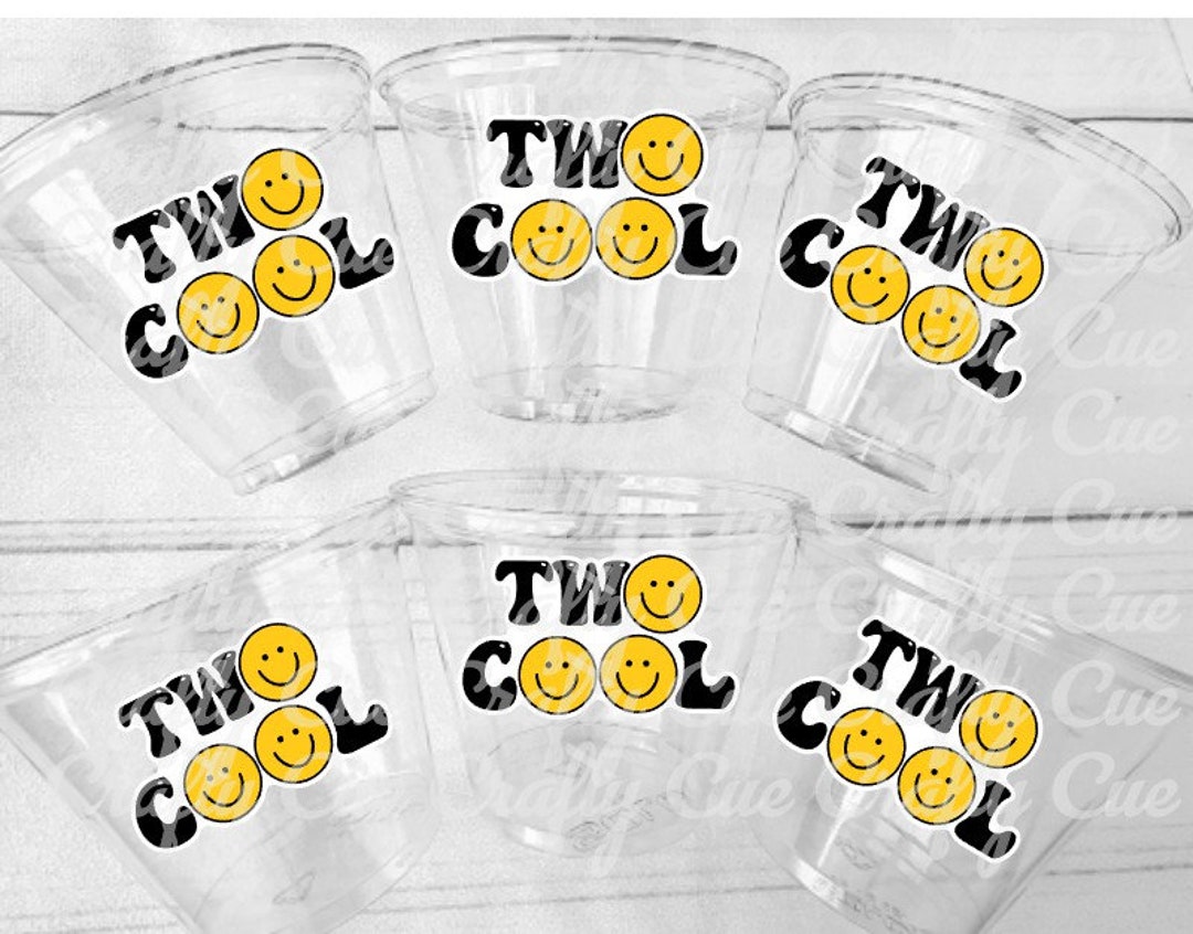 TWO COOL Party Cups Smiley Face Two 2nd Birthday Party Second Birthday ...