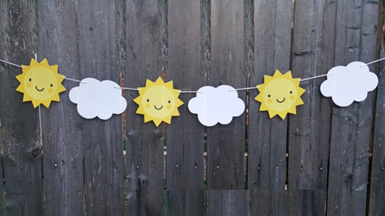 Sun Banner Sun Garland Little Sunshine Sun and Clouds - Etsy