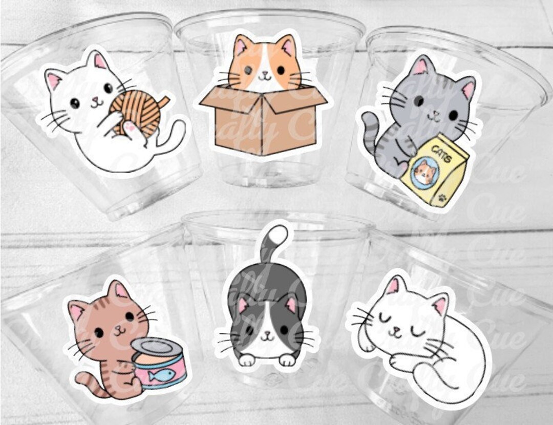 Cat Party Cups, Cat Birthday, Cat Party, Birthday Cat Cups, Cat Party ...