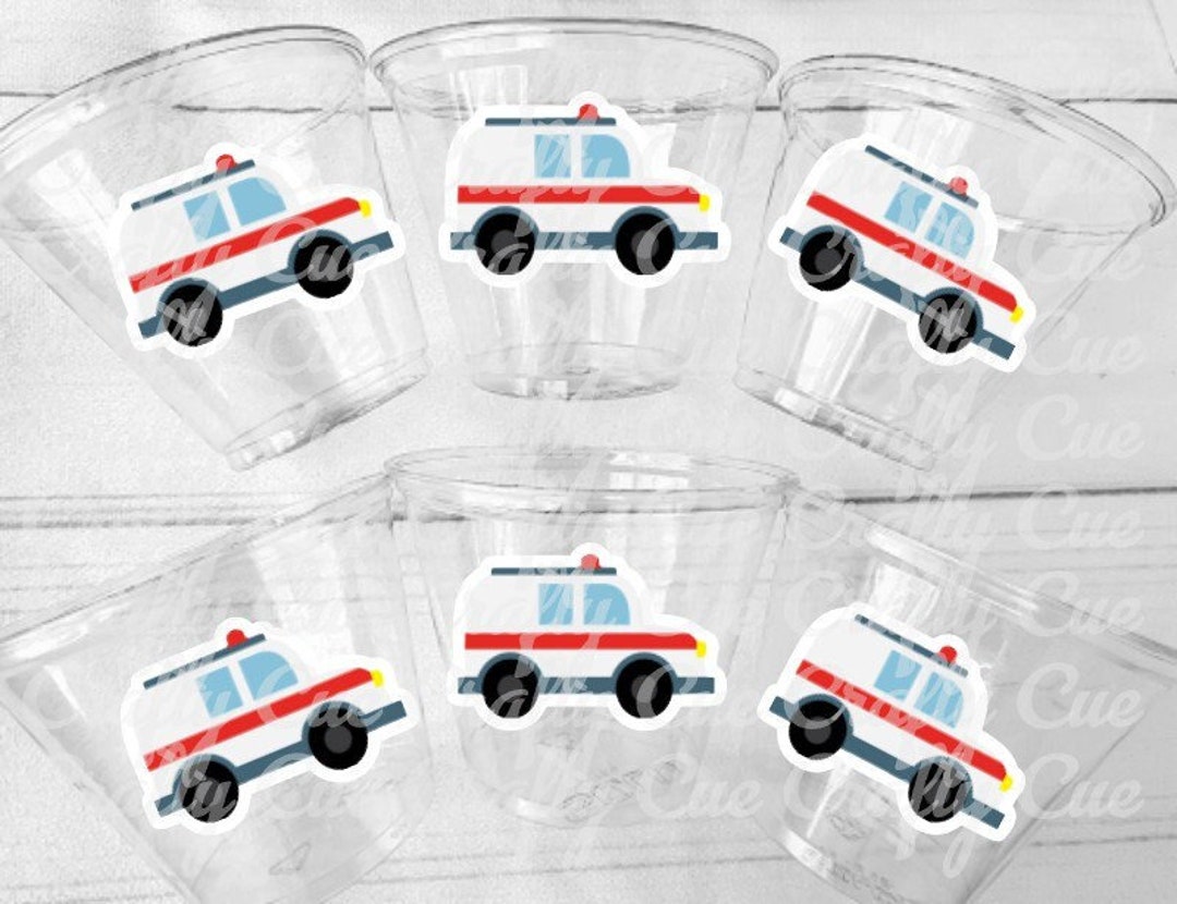 AMBULANCE PARTY CUPS - Emergency Vehicles Birthday Party Decorations ...