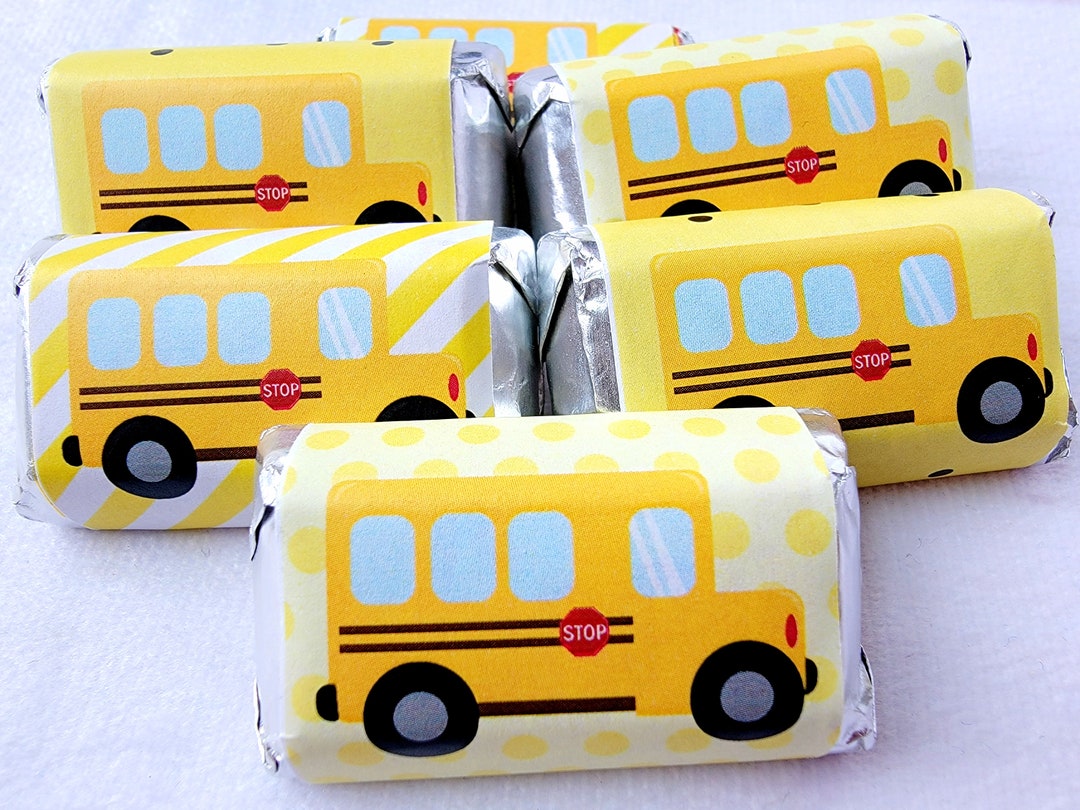 30 - SCHOOL BUS Stickers School Bus Birthday Party Favors School Bus ...