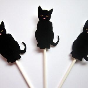 Black Cat Cupcake Toppers, Halloween Cupcake Toppers, Halloween Party ...