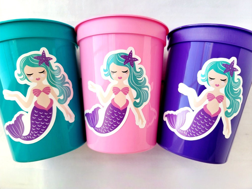 MERMAID PARTY CUPS Mermaid Birthday Cups Mermaid Party Cups Mermaid ...