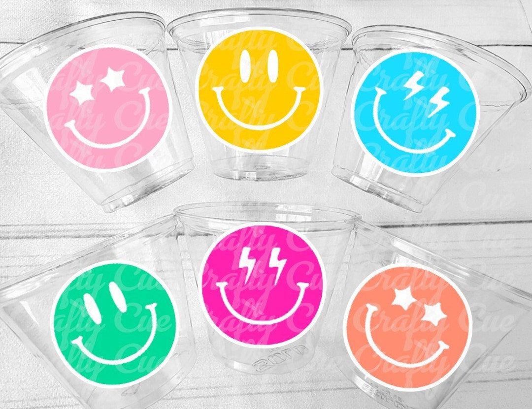 Smiley Face Cups Happy Face Cups Retro Party Cups Party Favors 70's ...