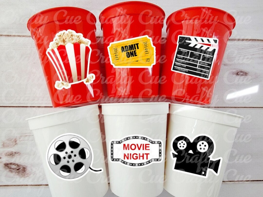 MOVIE PARTY CUPS - Popcorn Birthday Party Cups Movie Party Favors ...