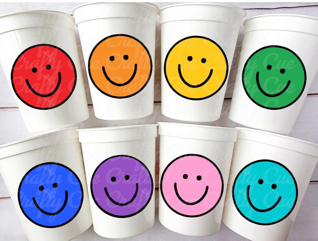 SMILEY FACE CUPS One Happy 1st Birthday Happy Smiley Face First ...