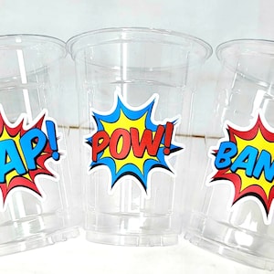 SUPERHERO PARTY CUPS - Superhero Cups Superhero Birthday Superhero ...