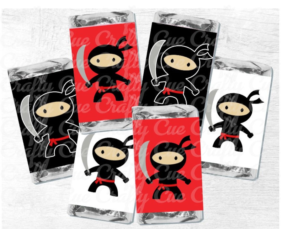30 Ninja PARTY STICKERS Ninja Candy Wrapper Stickers Ninja Party Favors ...